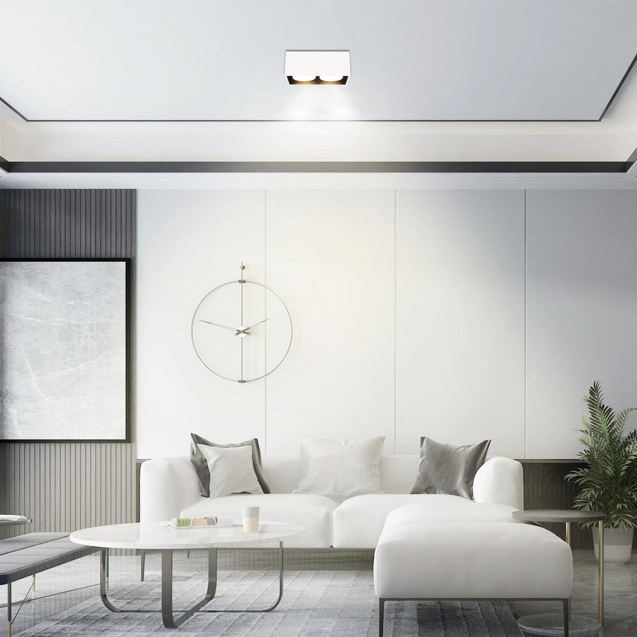 Cube Plafonniere rechthoek met twee lichtpunten - Wit - LED.nl