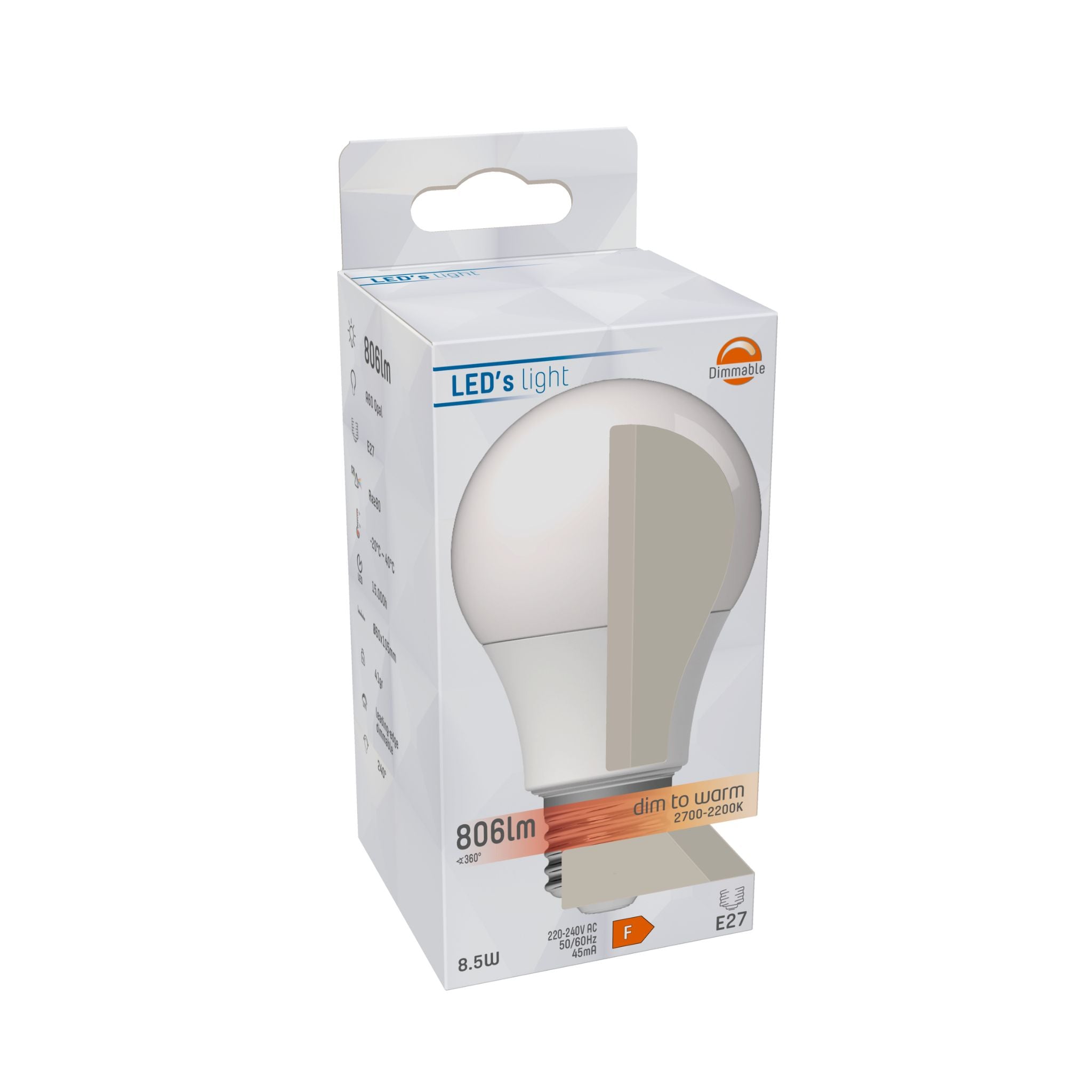 Dimbare LED Lamp E27 - Dimbaar naar extra warm wit - 1 lamp – LED.nl
