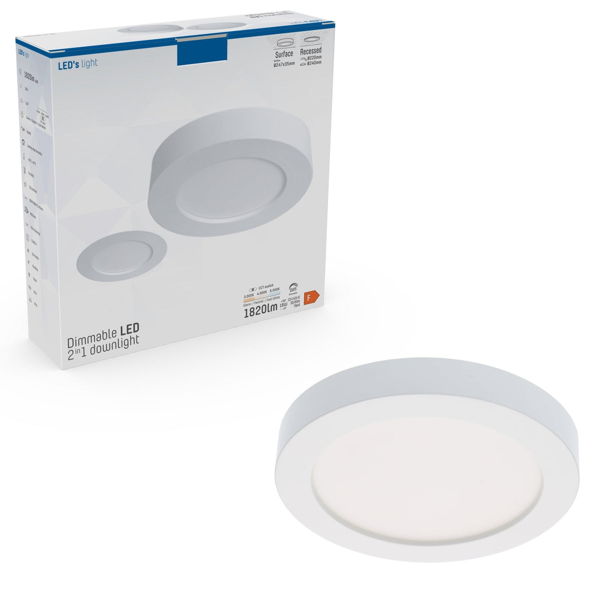 Inbouw plafondlamp rond 22 cm dimbaar kopen? - LED.nl