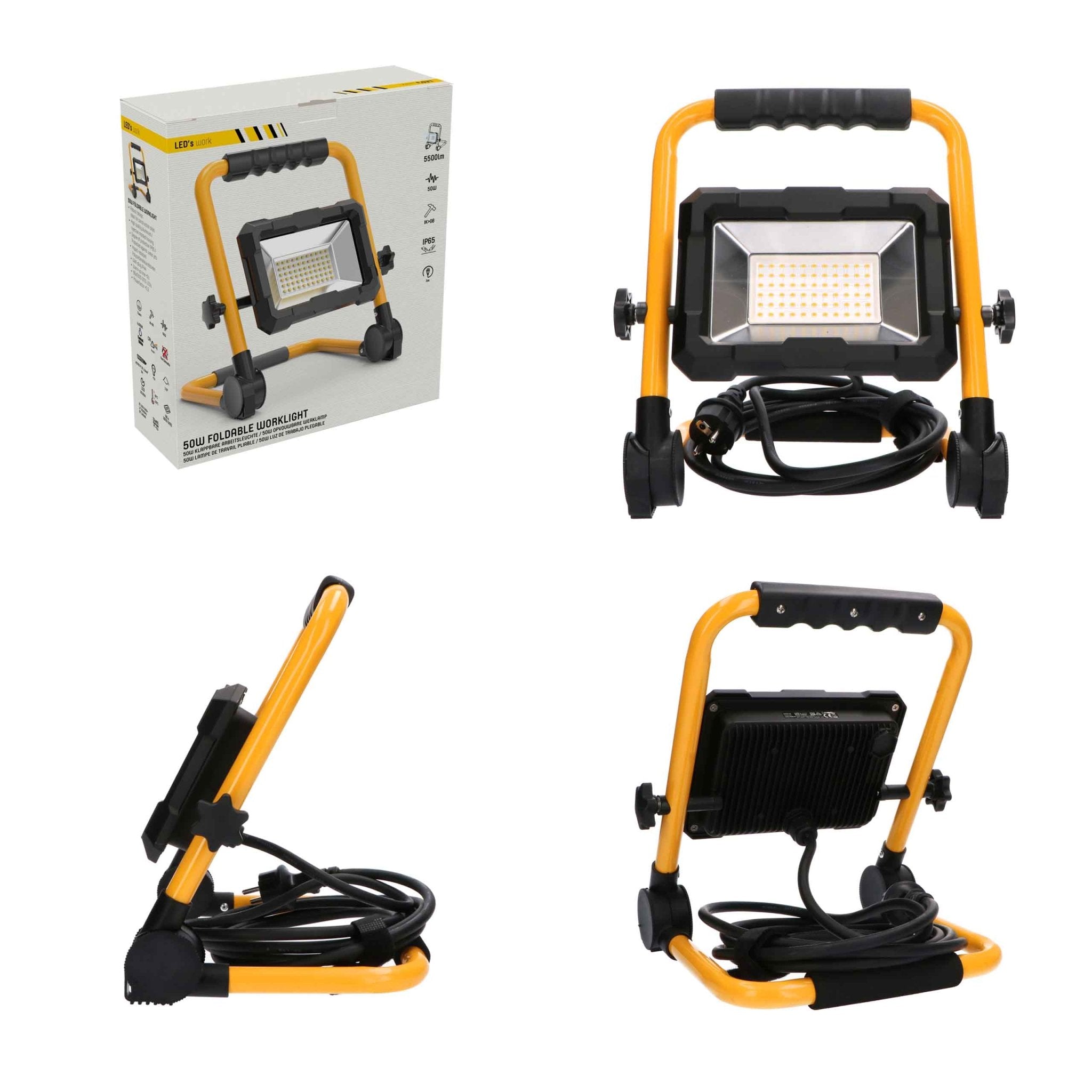 Inklapbare en kantelbare LED bouwlamp voor iedere klus - LED.nl