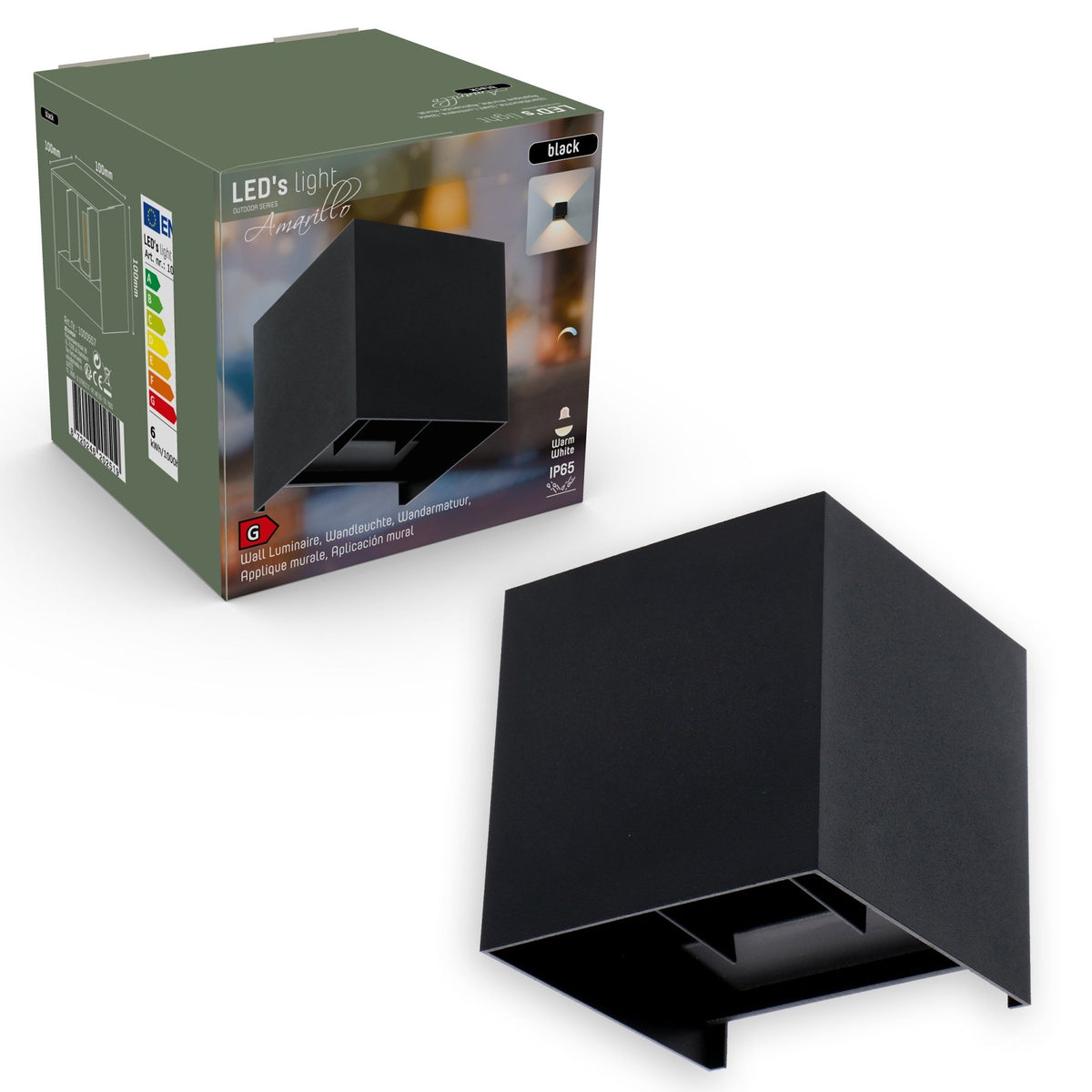 Zwarte Kubus LED Wandlamp - Dimbaar - Voor Binnen & Buiten – LED.nl