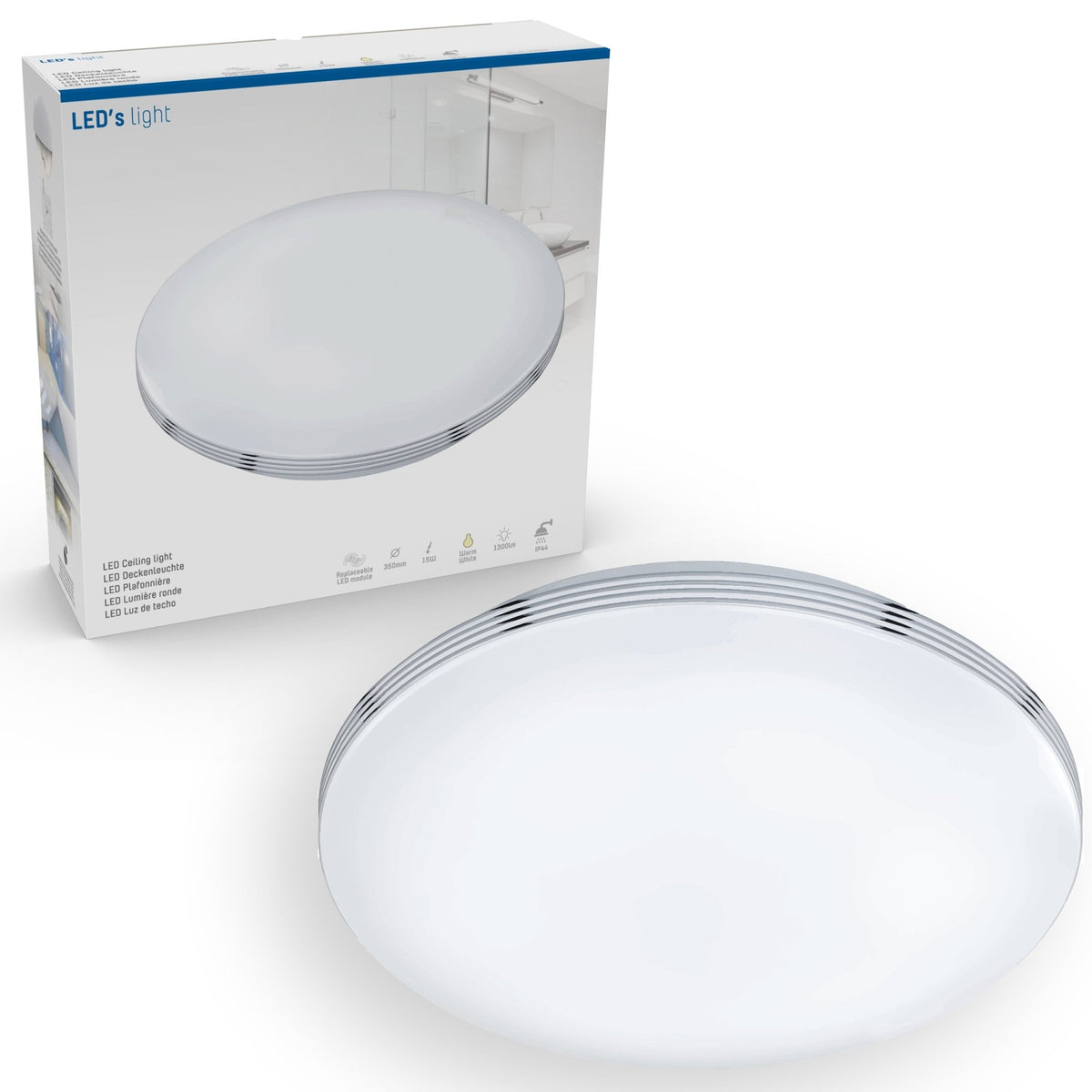 LED Plafondlamp rond 35 cm met ringen - Warm wit licht – LED.nl