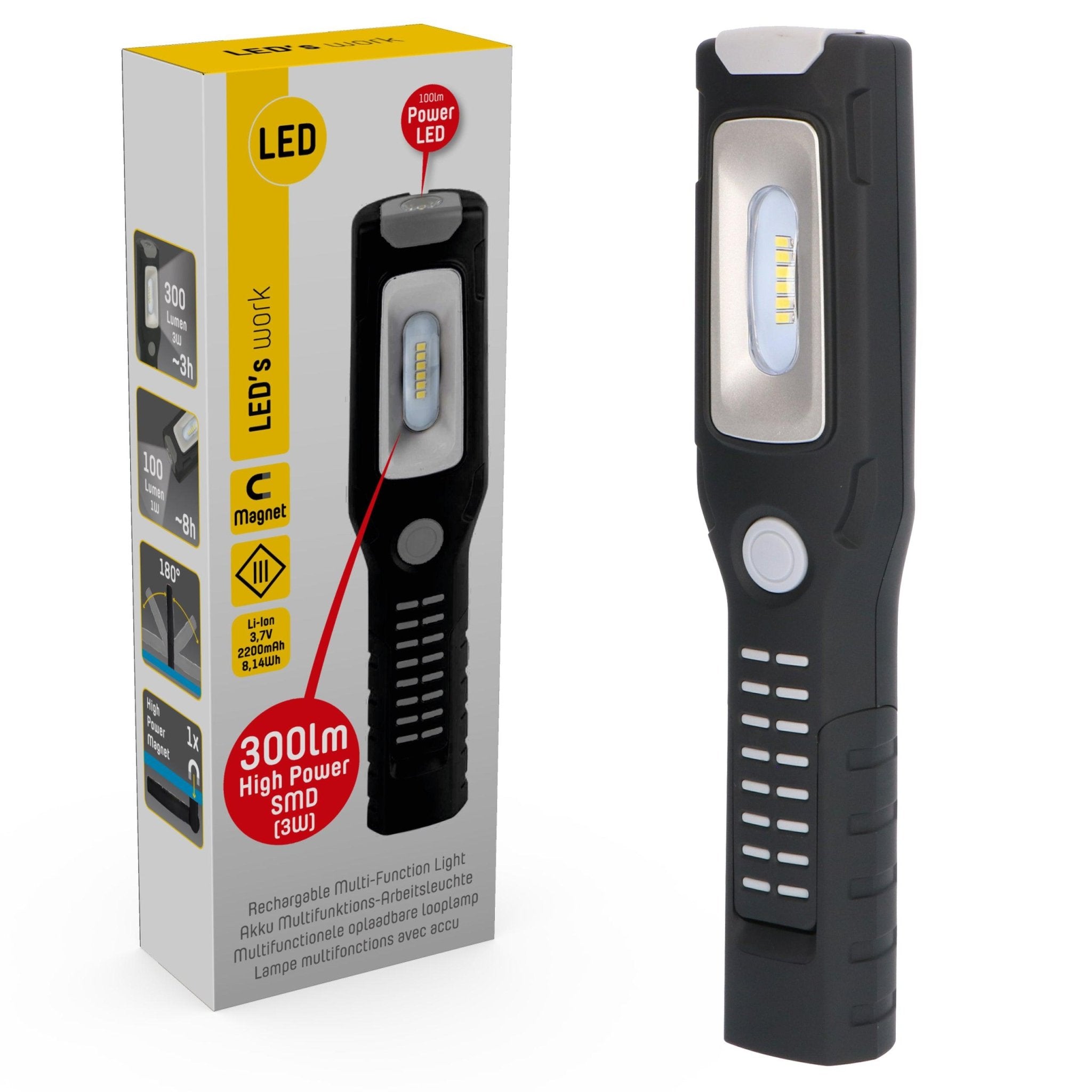 Oplaadbare LED Looplamp werklamp op accu kopen? - LED.nl